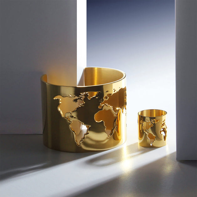 World Cuff 24k Gold Plated or Rhodium Plated Stainless Steel by ...